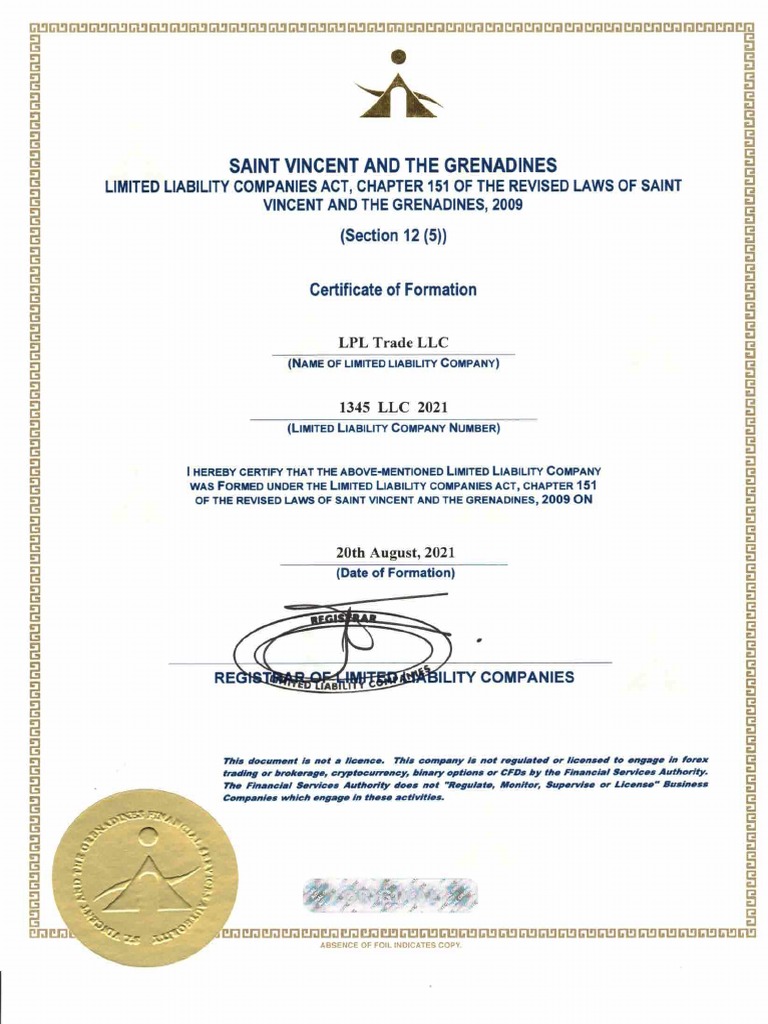 Certificate of Formation | PDF