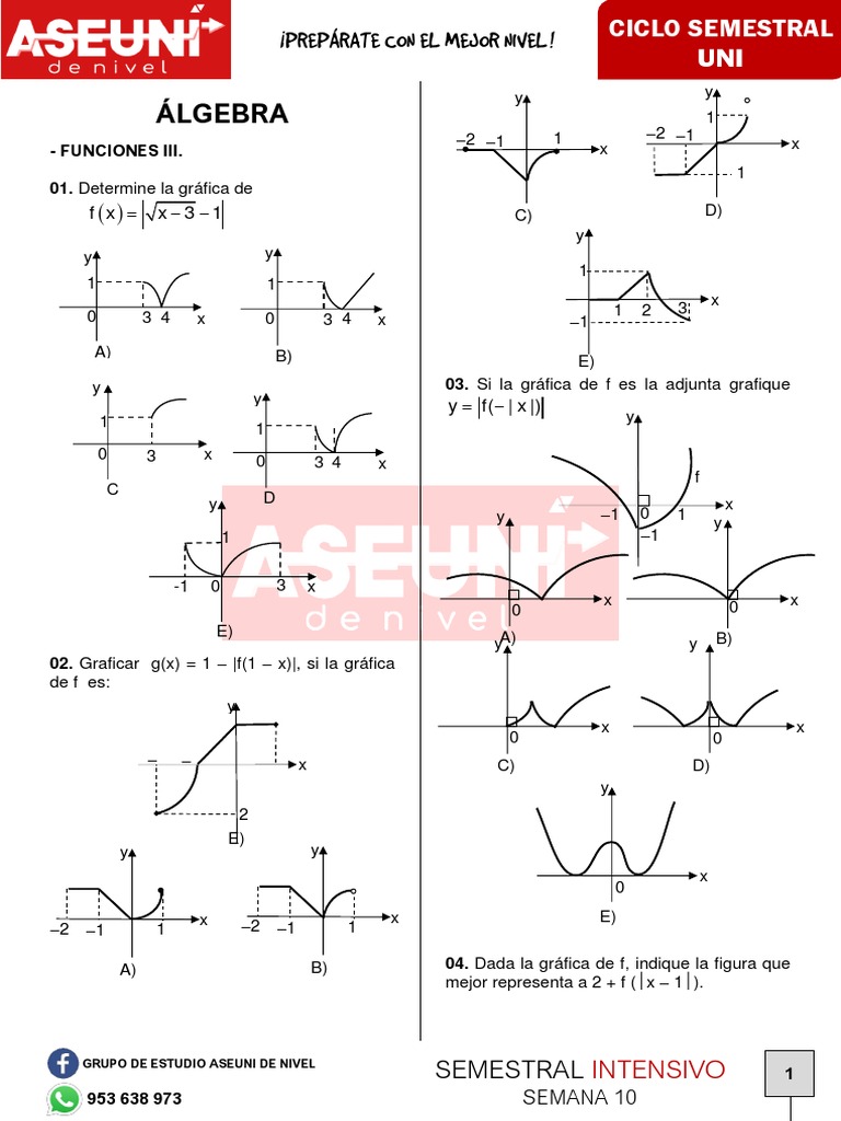 Álgebra 10 Semestral Intensivo | PDF | Función (Matemáticas) | Análisis matemático