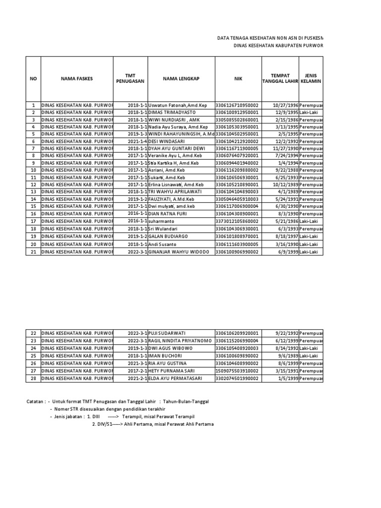 Bagi Format Data Tenaga Kesehatan Non ASN | PDF