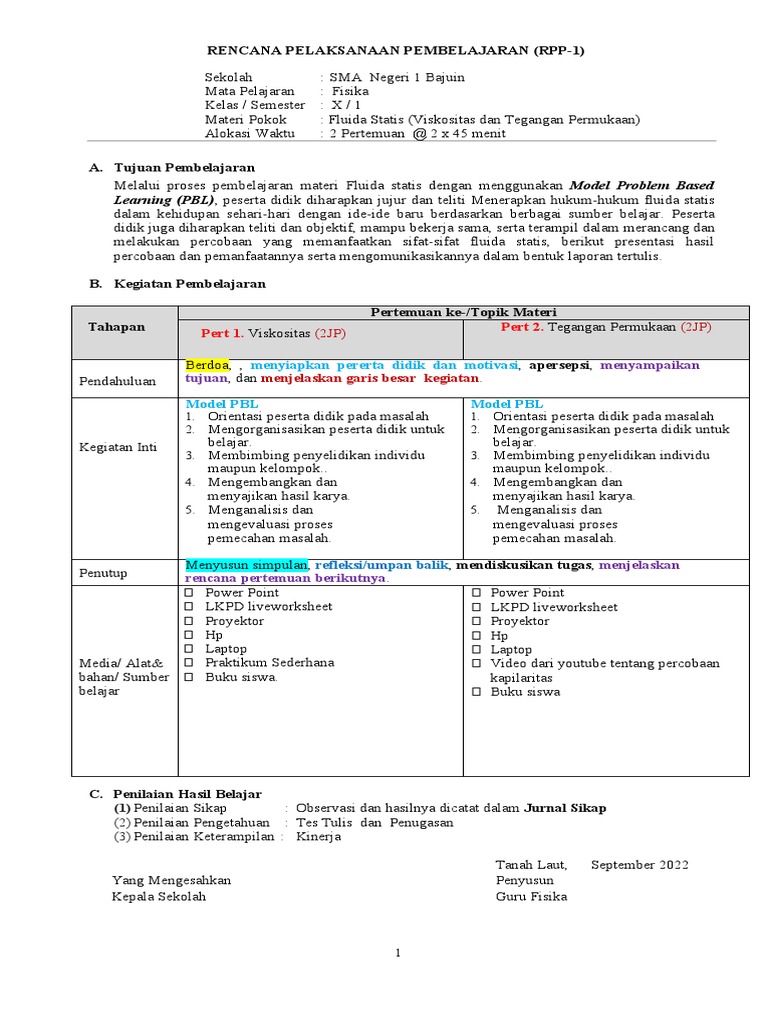RPP Rencana Aksi 3 | PDF