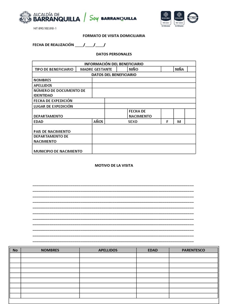 Formato de Visita | PDF | Ciencias de la Salud