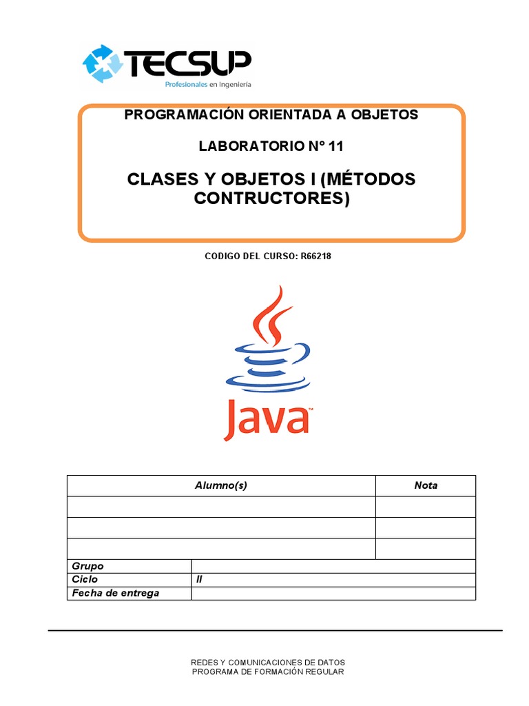 Lab 11 - Clases y Objetos I (Métodos Constructores) | Descargar gratis ...