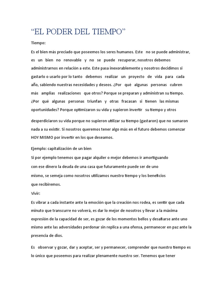 El Poder Del Tiempo | PDF