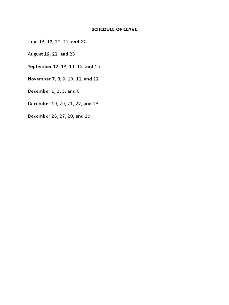 Schedule of Leave | PDF