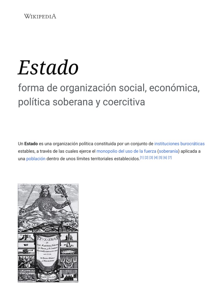 Estado - Wikipedia, La Enciclopedia Libre | PDF | Estado (política ...
