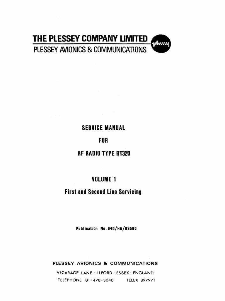 1020 Plessey RT-320 Servicing Manual Volume-1 | PDF