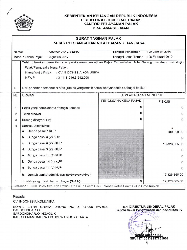 Surat Tagihan Pajak - 20190118 - 0001 | PDF