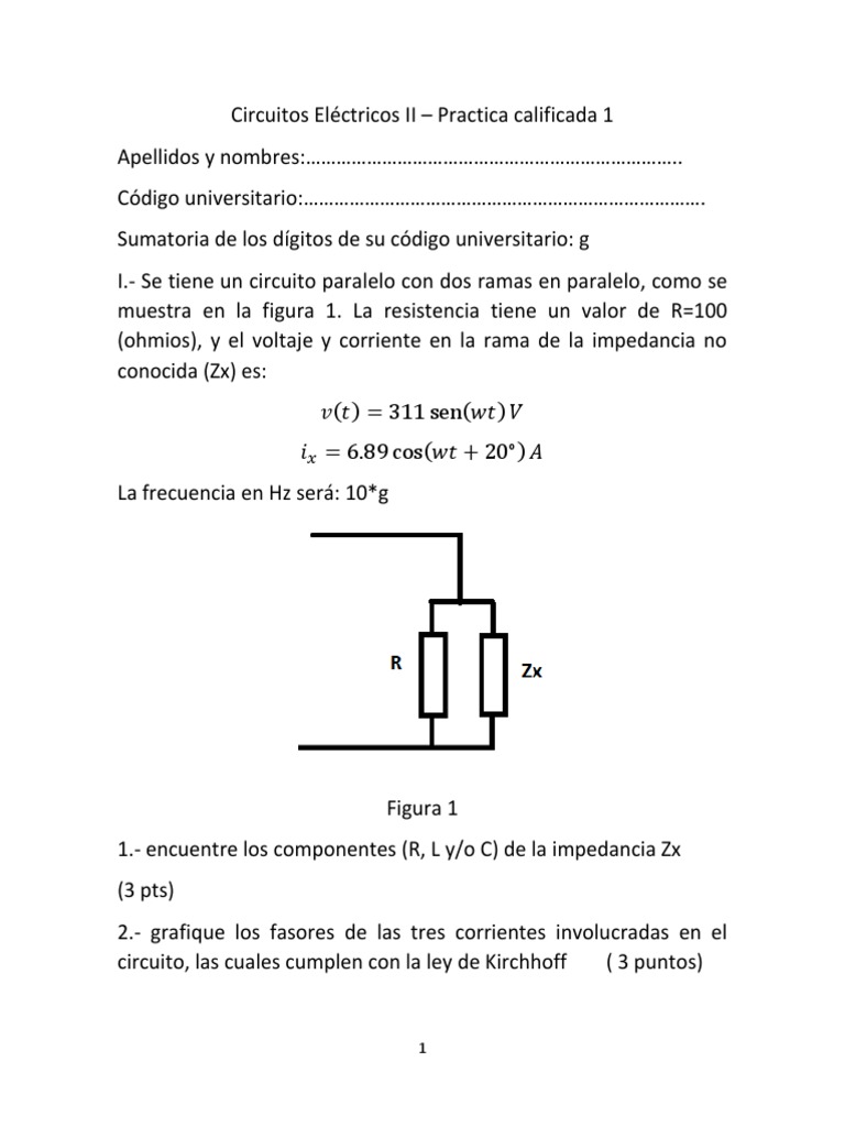 Circuitos Electricos II pc1 Grupo 13 | PDF