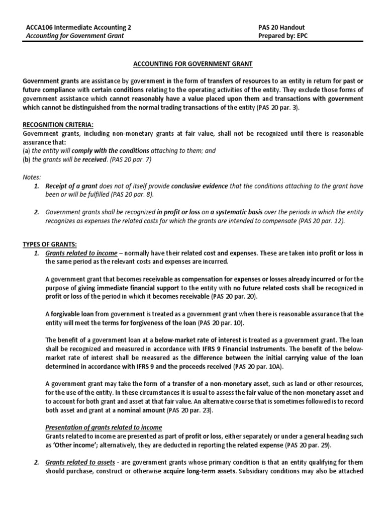 Accounting For Government Grant - Handout | Download Free PDF | Fair ...