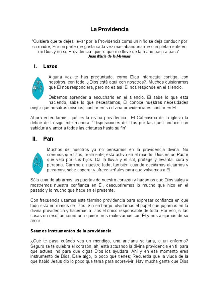 La Confianza en la Providencia Divina | PDF | Amor | Dios