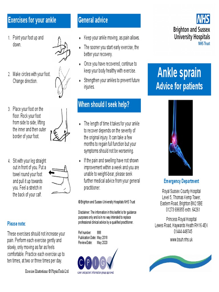 Ankle Sprain ED Leaflet | PDF | Clinical Medicine | Injury