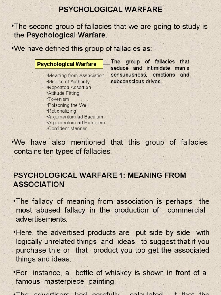 Fallacies Psychological Warfare | PDF | Witness | Fallacy