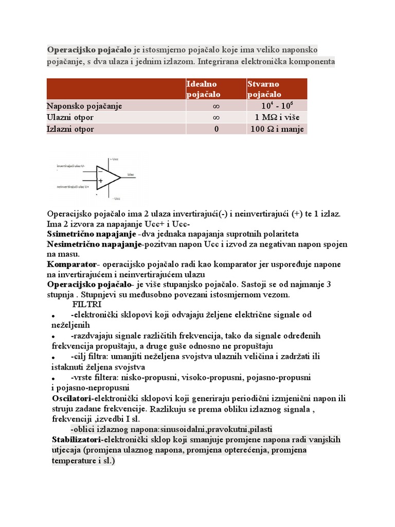 Operacijsko Pojačalo | PDF