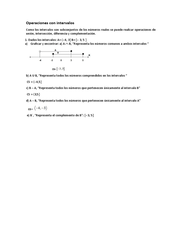Operaciones Con Intervalos | PDF