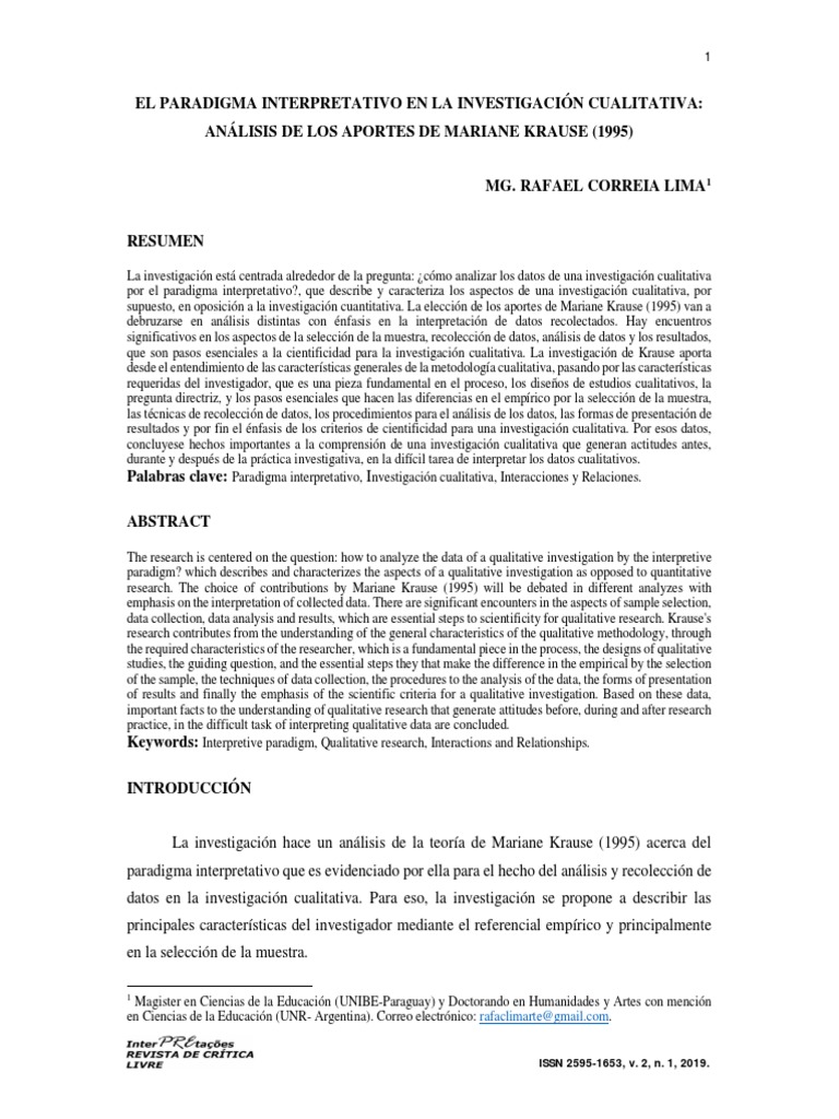 Análisis del Paradigma Interpretativo en Investigación Cualitativa ...