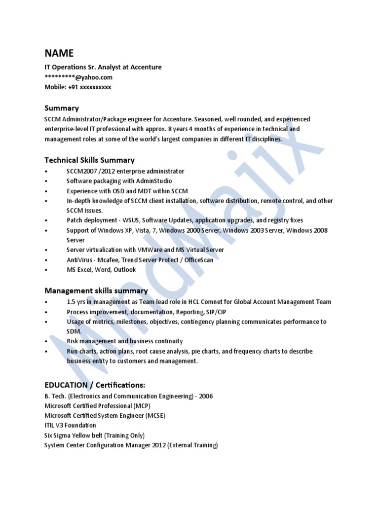 SCCM Sample Resume 3 | PDF | Microsoft Windows | Computer Network