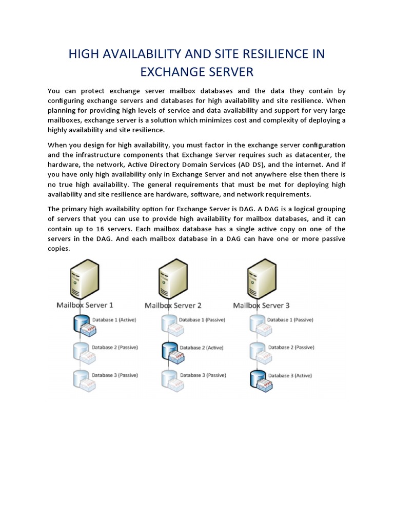 High Availability and Site Resilience in Exchange Server | PDF ...