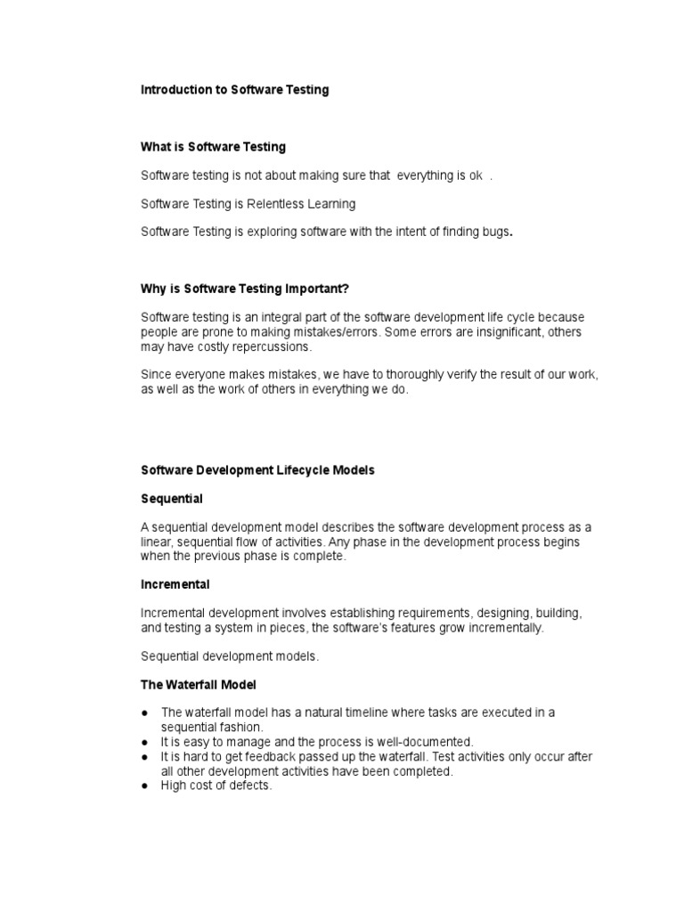 1 Introduction To Software Testing Pdf Software Testing Software Development Process