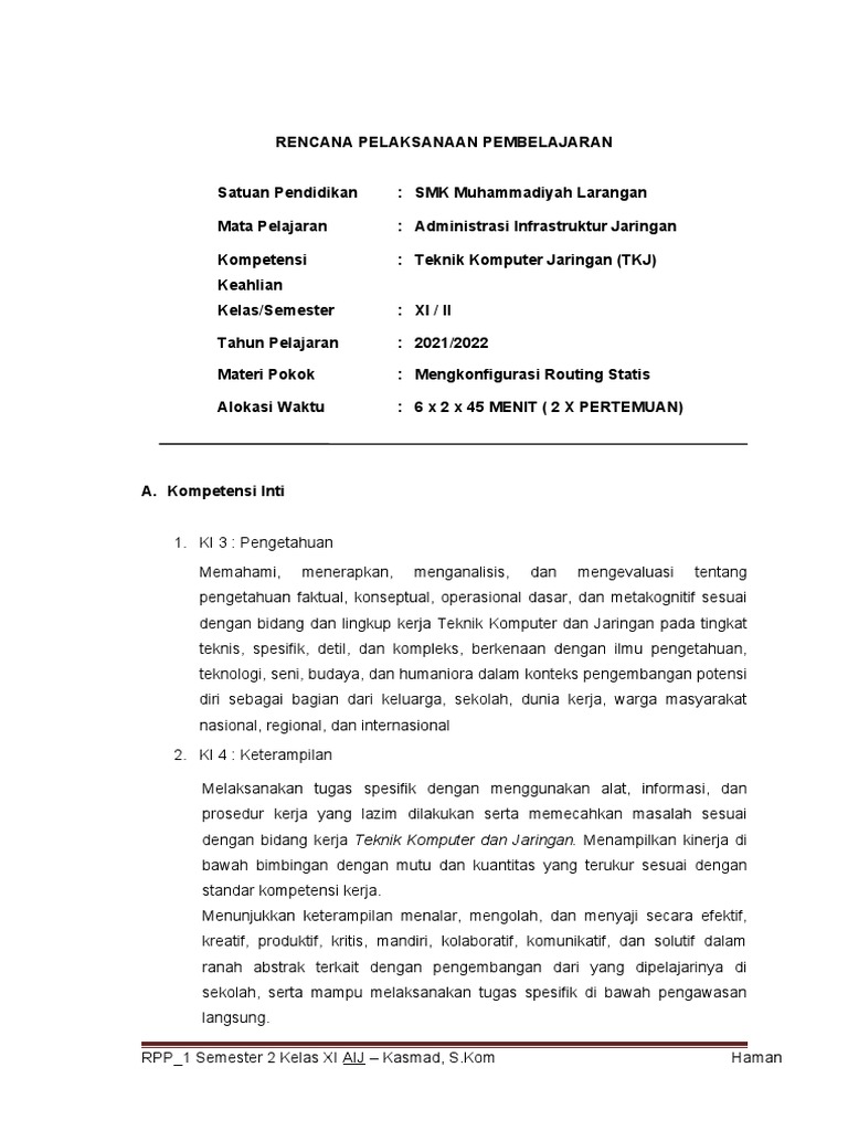 RPP Aij Kelas Xi Semester 2 | PDF