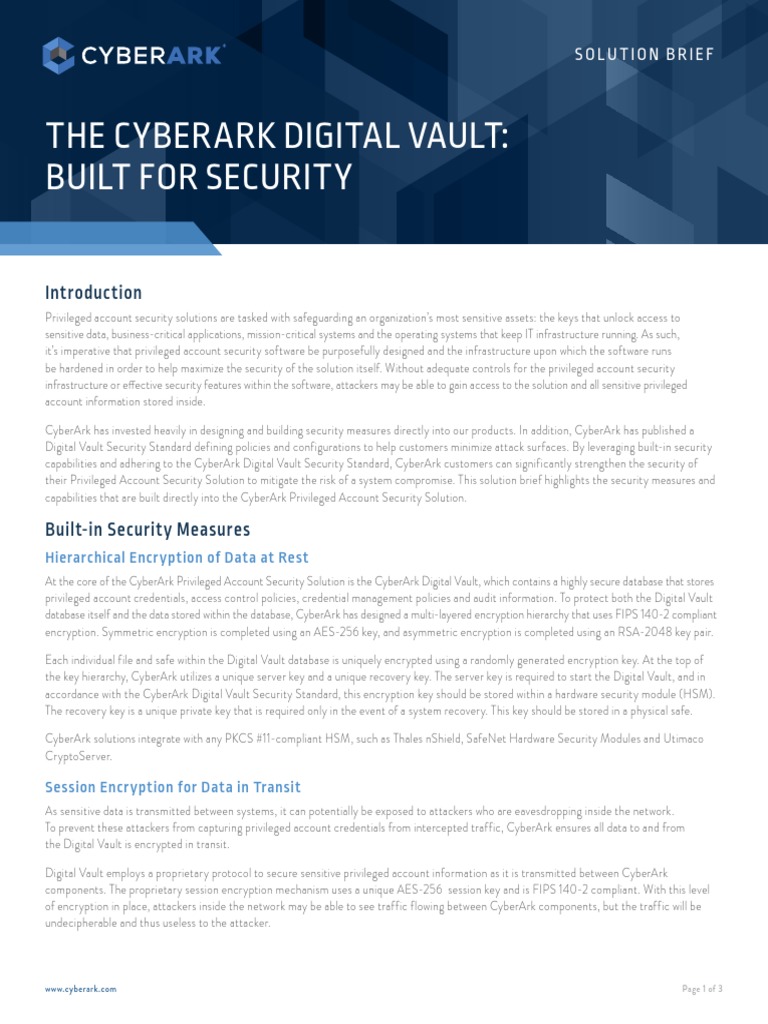 The Cyberark Digital Vault Built For Security | PDF | Security ...