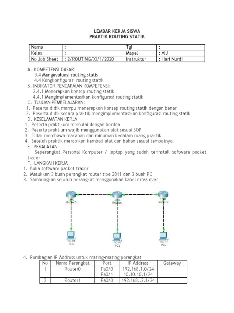 Praktik Konfigurasi Routing Statik | PDF