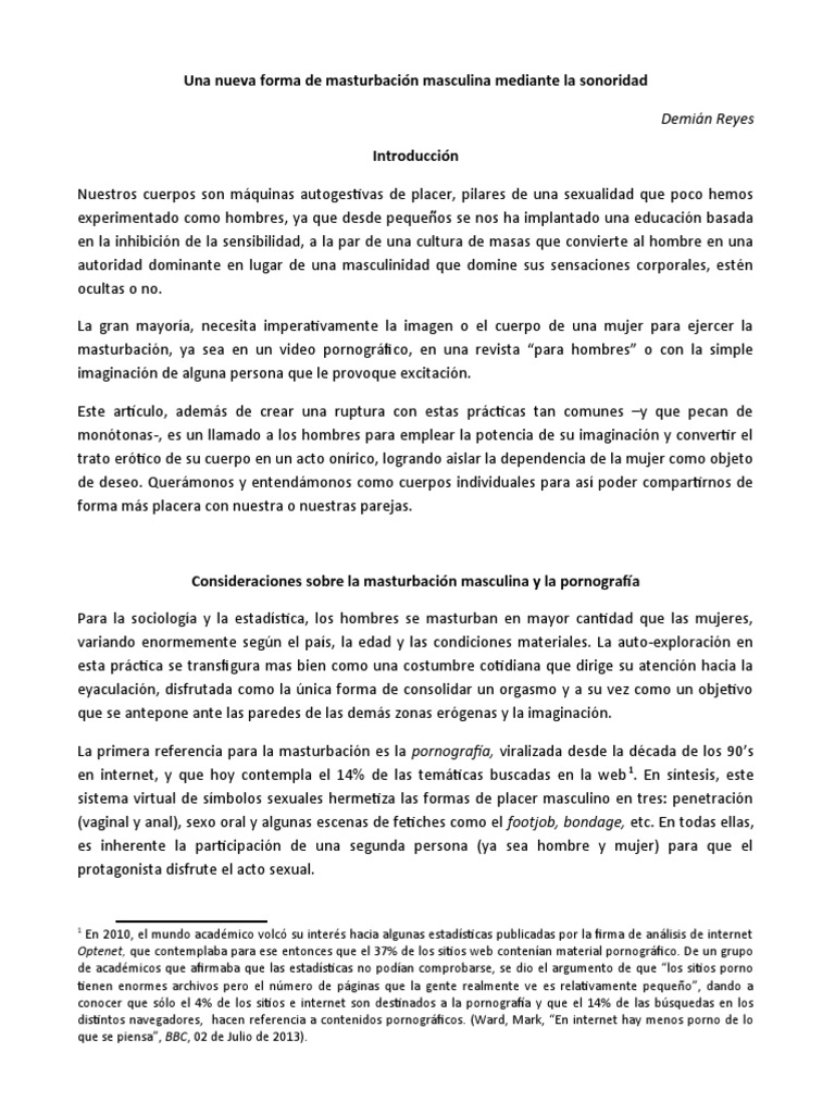 Una Nueva Forma de Masturbación Masculina Mediante La Sonoridad | PDF | Masturbación ...