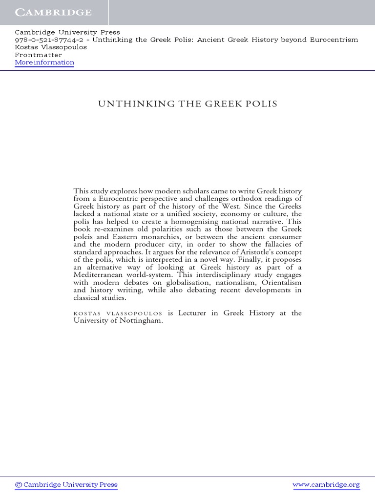 Unthinking The Greek Polis Ancient Greek | PDF | Ancient Greece | Greece