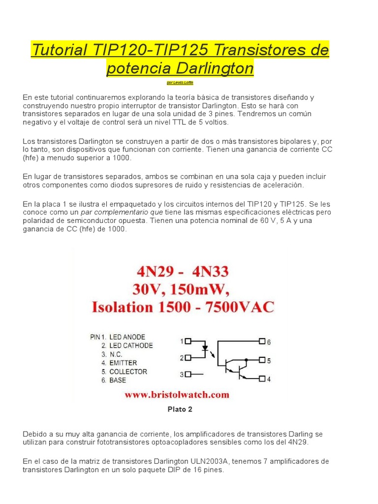Tutoriales Tip 120 125 | PDF | Transistor | Transistor de unión bipolar