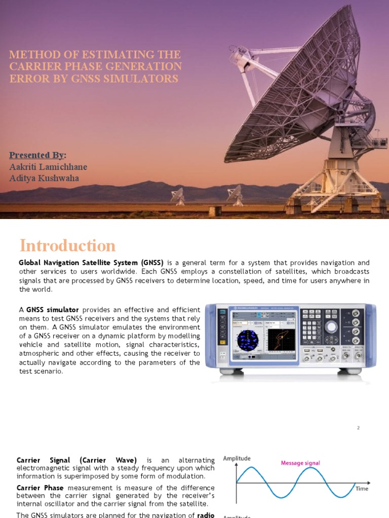 METHOD OF ESTIMATING THE CARRIER PHASE GENERATION ERROR BY GNSS SIMULATORS | PDF | Phase (Waves ...