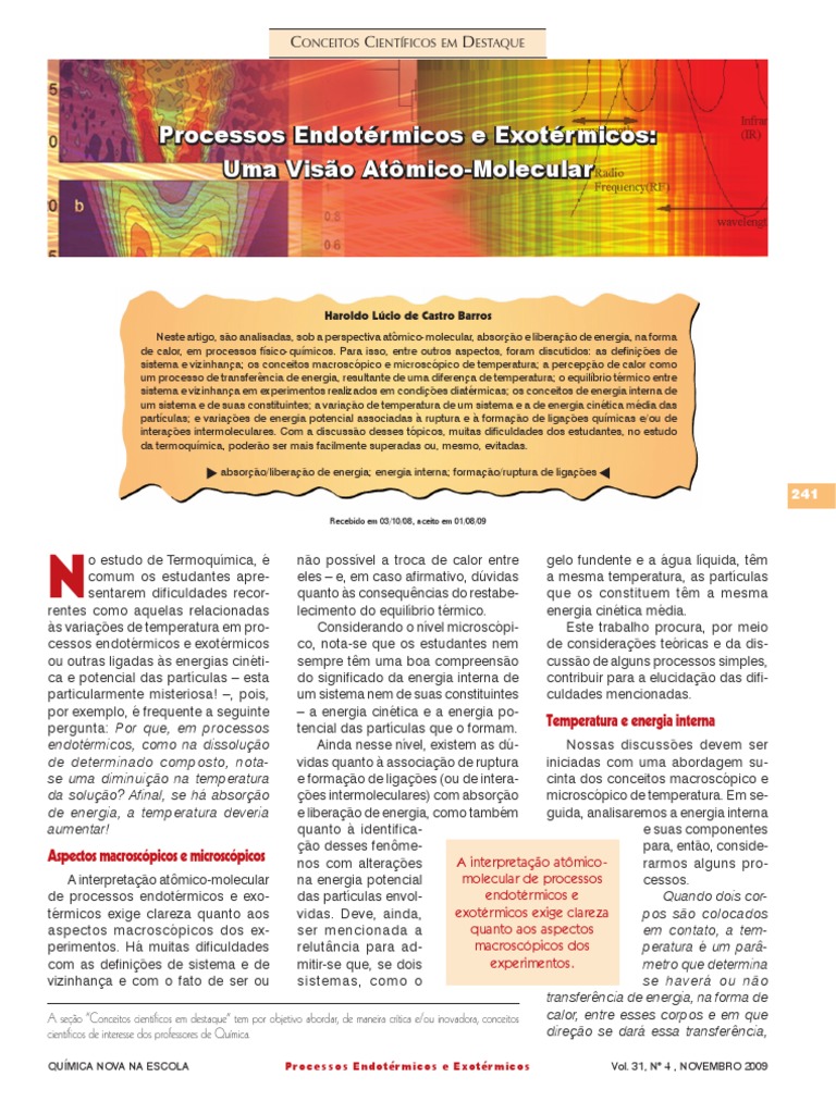 Processos Endotérmicos e Exotérmicos: Uma Visão Atômico-Molecular | PDF | Calor | Temperatura