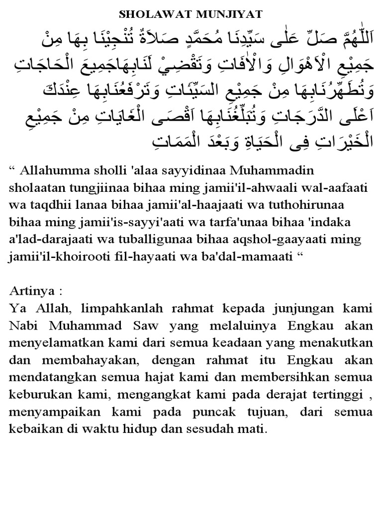 Sholawat Munjiyat Bu Esti | PDF