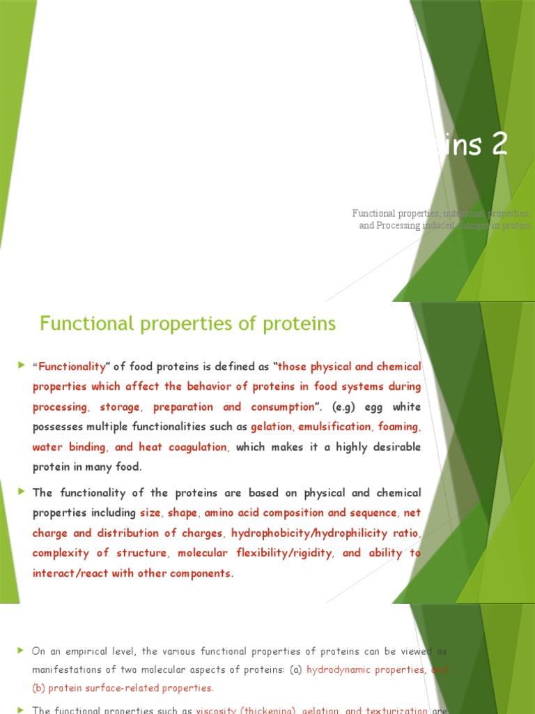 Functional Properties of Proteins | PDF | Emulsion | Solvation