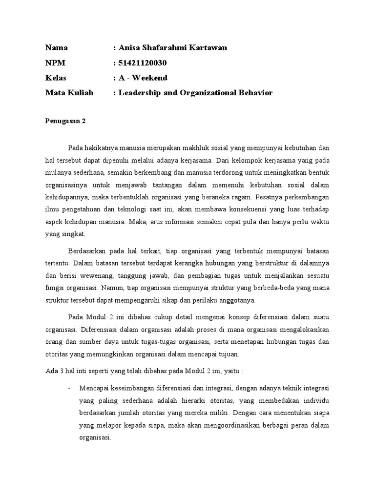 Penugasan Materi Leadership | PDF