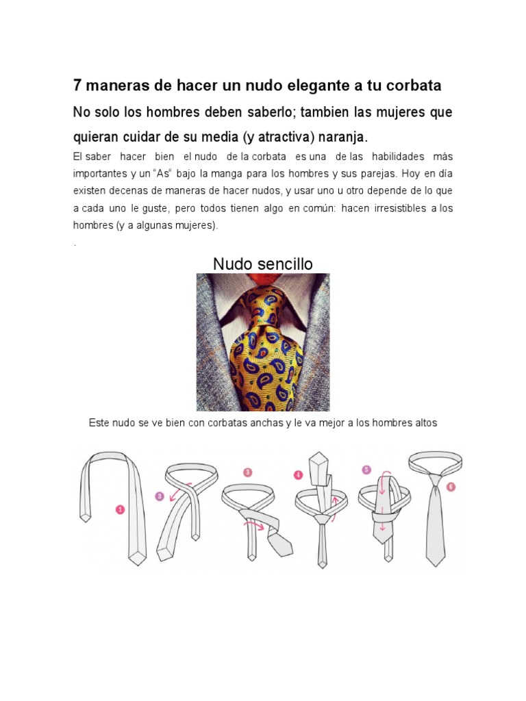Cómo hacer nudos y corbatas elegantes | PDF | Corbata | Máquina de coser