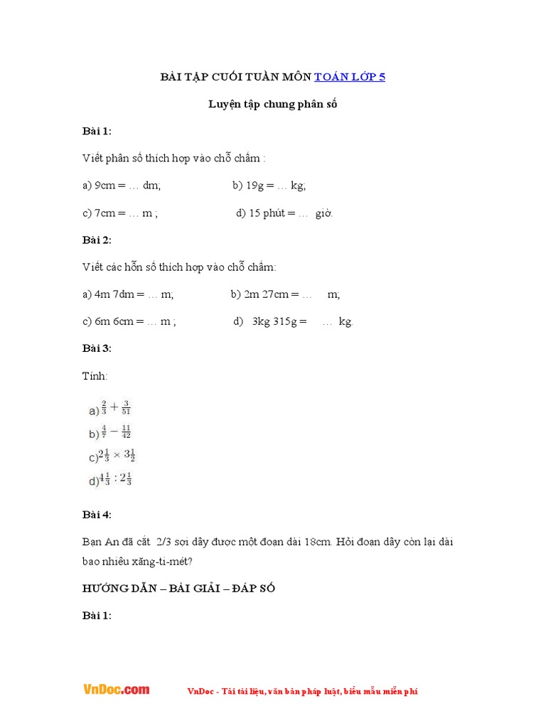 De Kiem Tra Toan Cuoi Tuan Lop 5 Tuan 3 de 1 | PDF