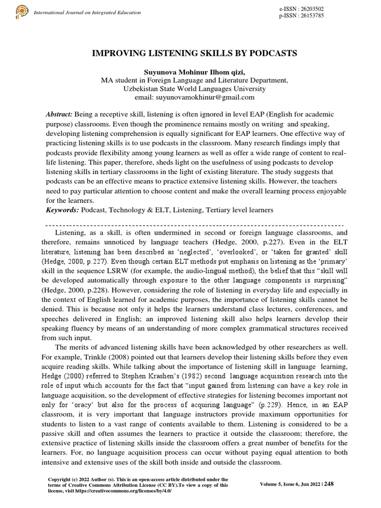 Improving Listening Skills By Podcasts Download Free Pdf Learning