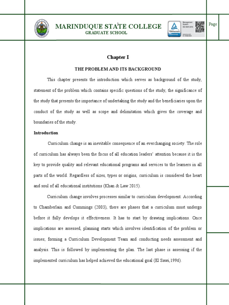 BORJA - EdD - Final-Chapter-1-appendices (Repaired) | PDF | Curriculum | Teachers