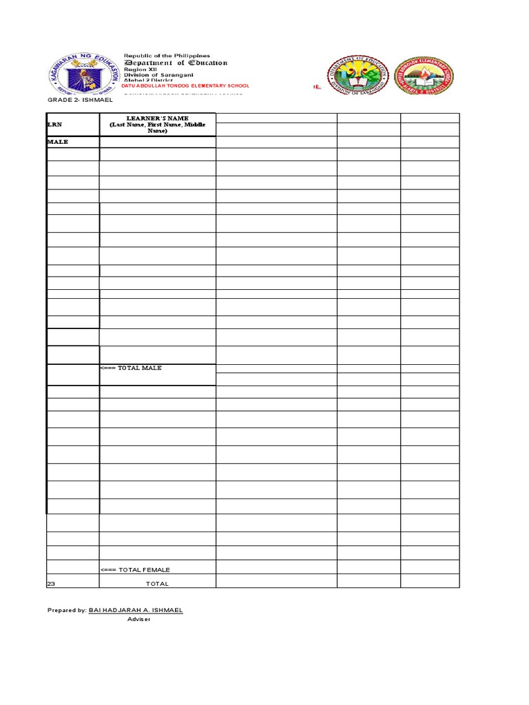 Masterlist Template | PDF