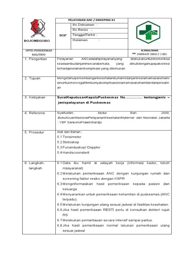 Sop Pelayanan Anc | PDF
