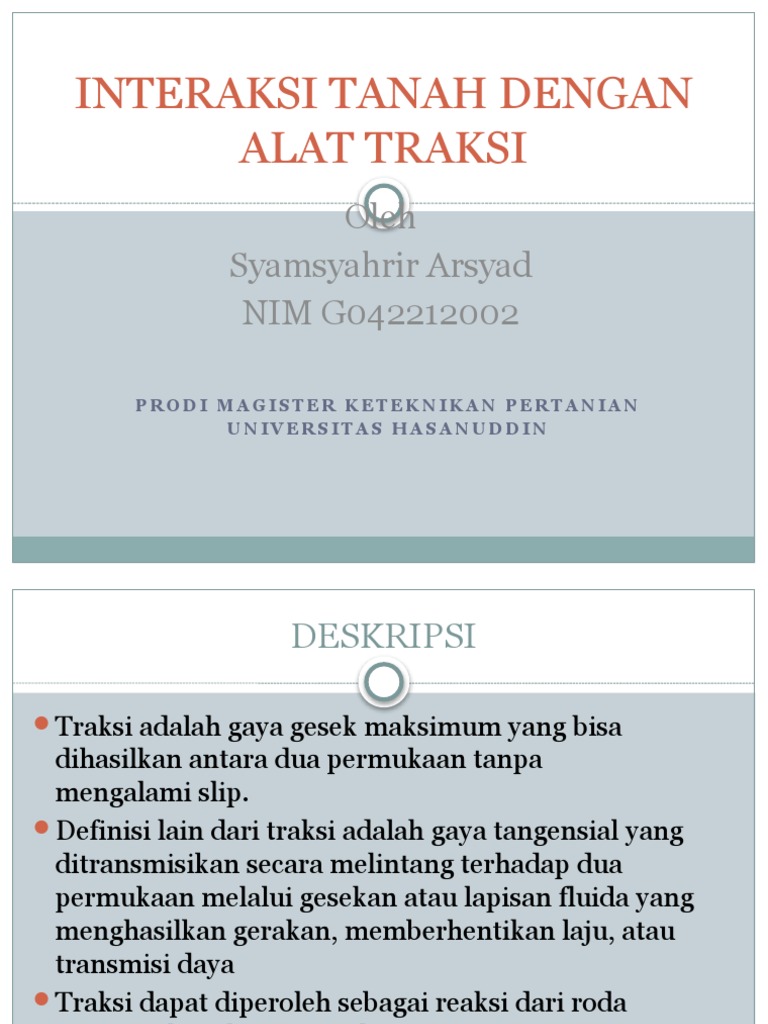 Interaksi Tanah Dengan Alat Traksi | PDF