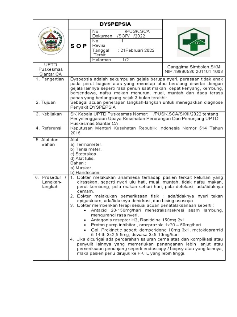 Sop Dyspepsia | PDF