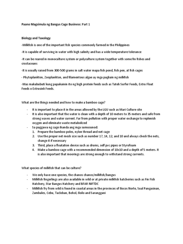 Paano Magsimula NG Bangus Cage Business Part 1-2 | PDF | Water | Hydrology