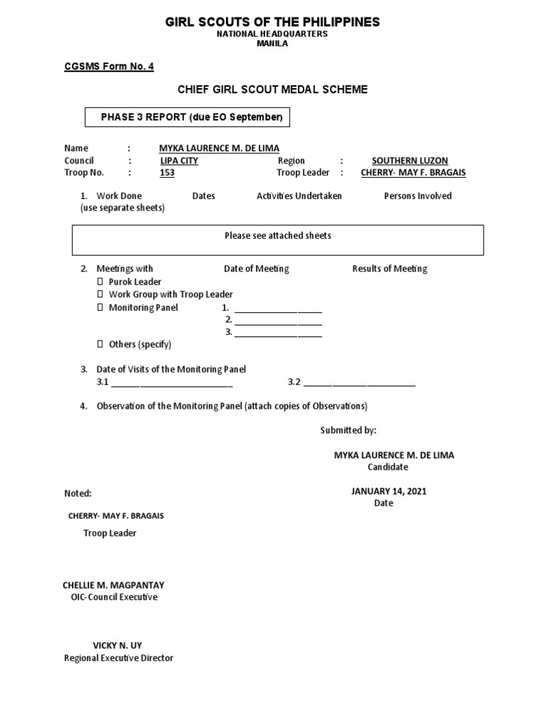 CGSMS Form No. 4 | PDF
