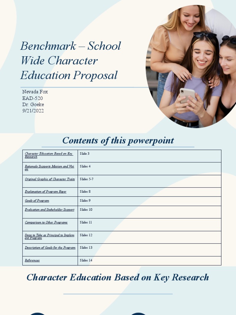 Benchmark - School Wide Character Education Proposal: Nevada Fox EAD ...