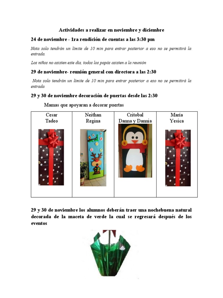 Actividades escolares noviembre-diciembre | PDF | Observancias de ...