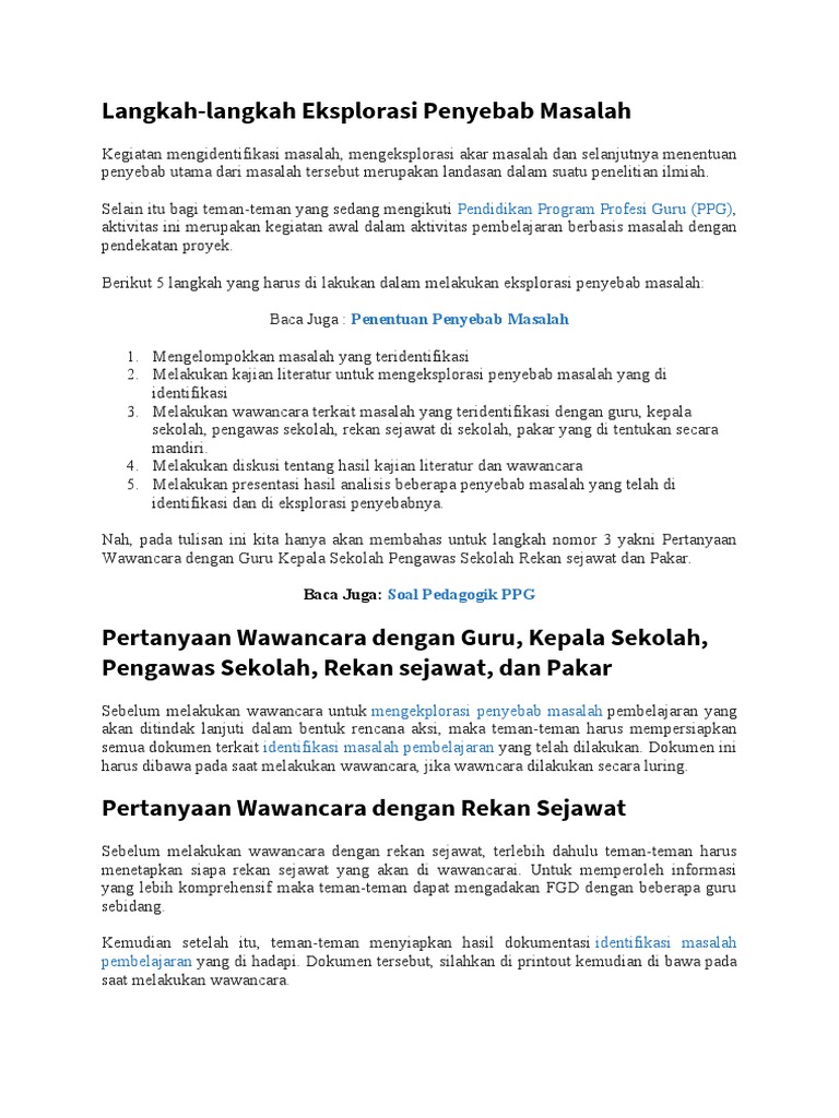 Langkah Langkah Eksplorasi Penyebab Masalah | PDF | Karier & Perkembangan