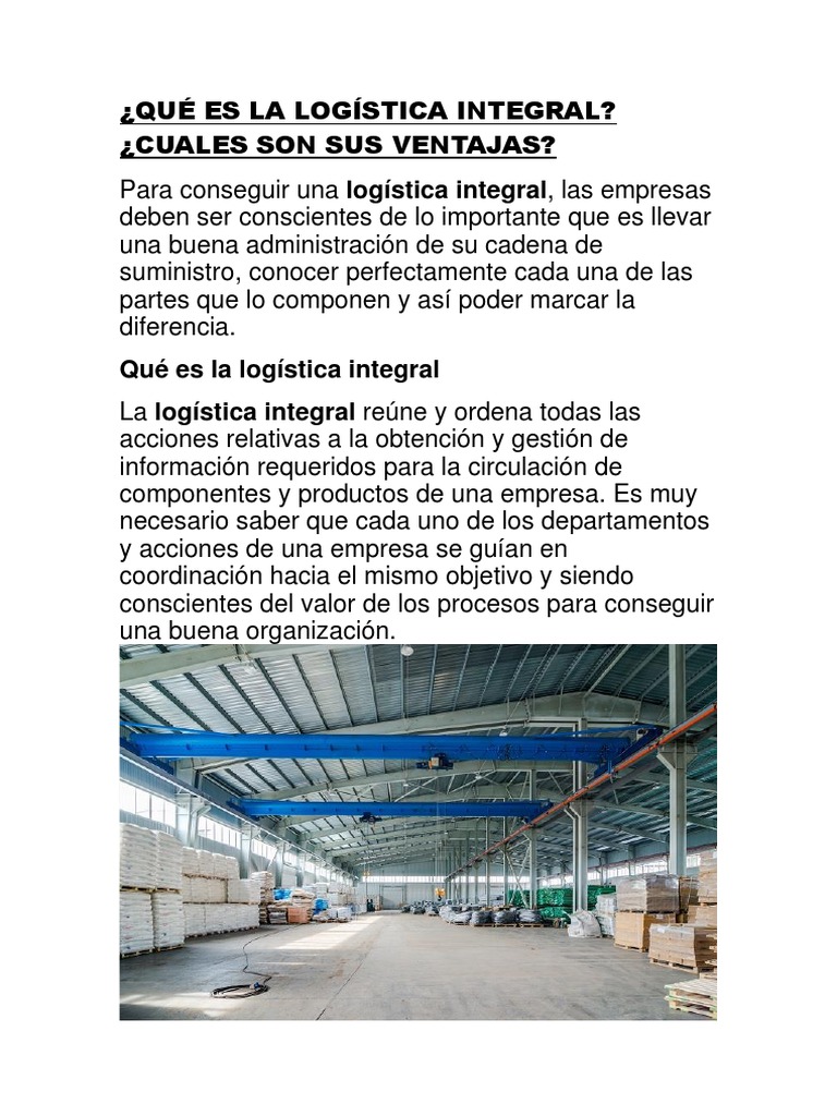 ¿Qué Es La Logística Integral? | PDF | Logística | Business