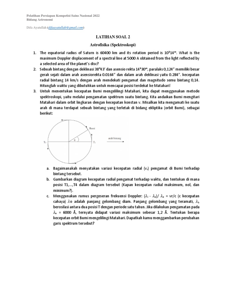 Latihan Soal 2 Astrofisika | PDF