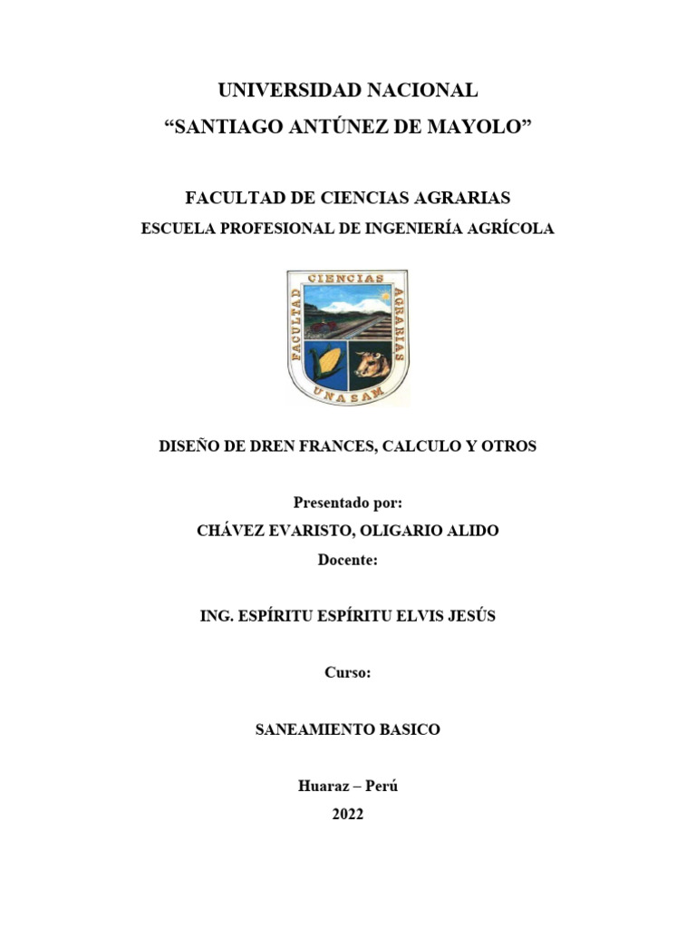 Curso de Saneamiento Básico: Diseño de Dren Frances, Calculo y Otros ...