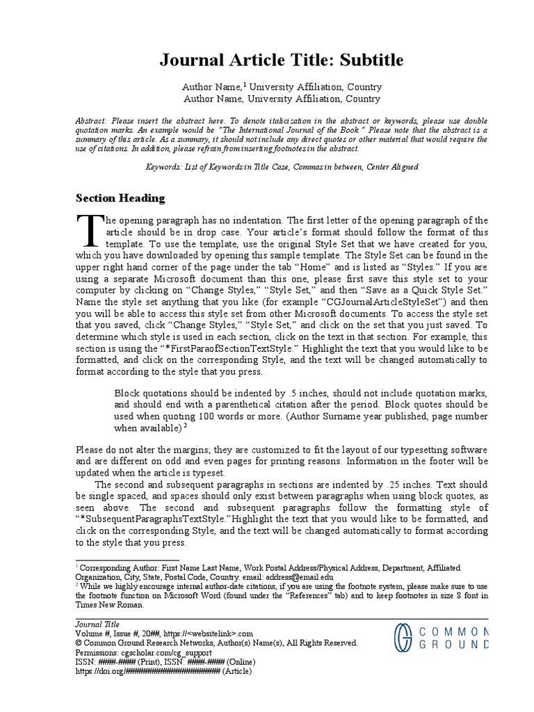 CGRN Journal-Article-Template 2.6 | PDF | Paragraph | Citation